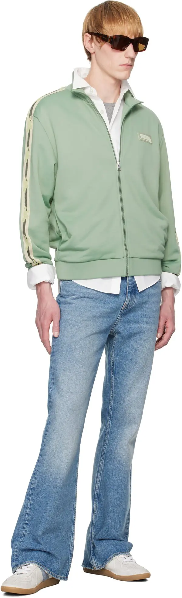 Maison Kitsuné Flash Fox Zipped Track Jacket In 0078 Vert-De-Gris